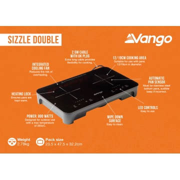 Vango Sizzle Double Induction Hob